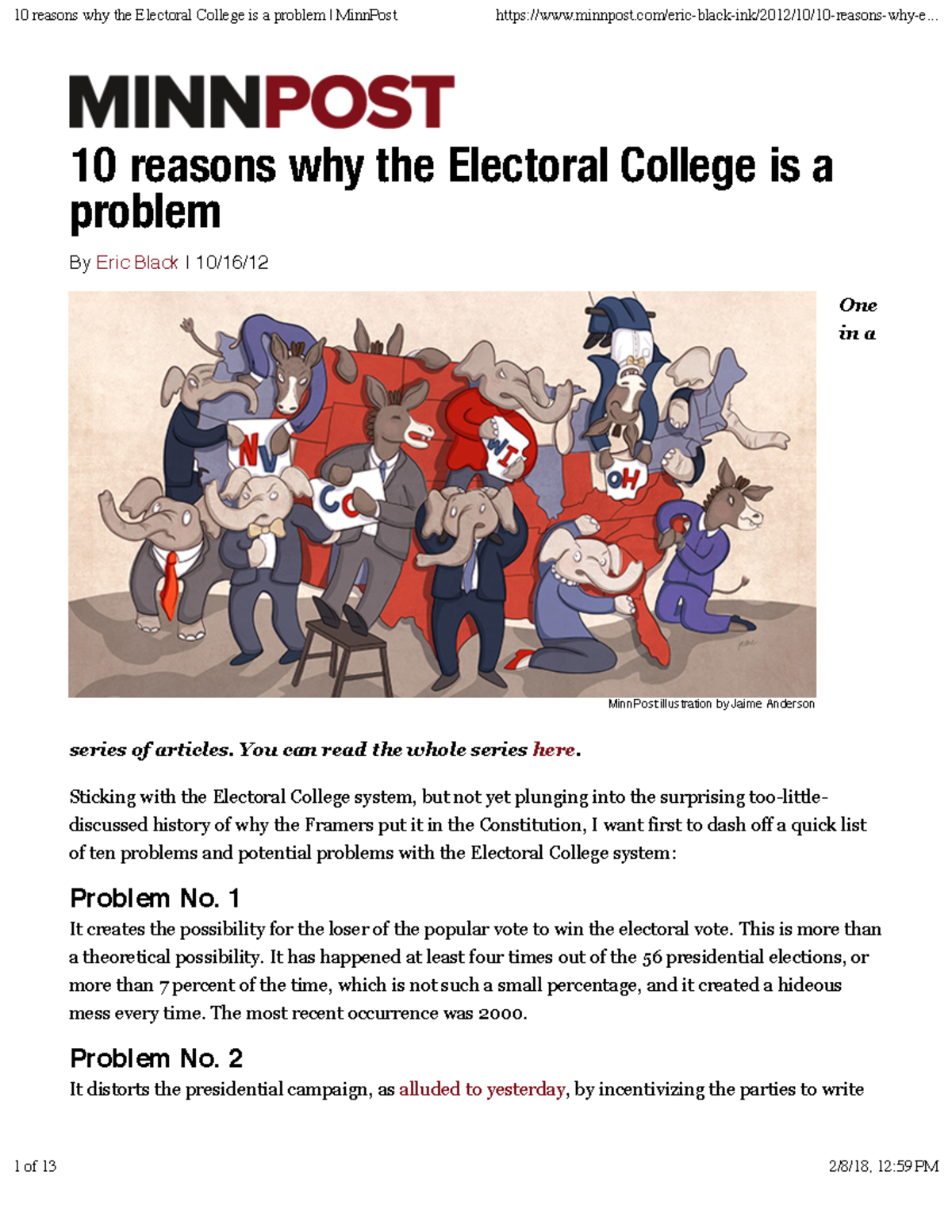 10 reasons why the Electoral College is a problem - MinnPost ...
