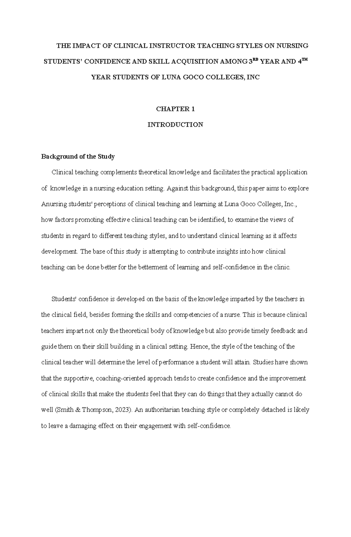 Chapter-1- Revision - helpful - THE IMPACT OF CLINICAL INSTRUCTOR ...