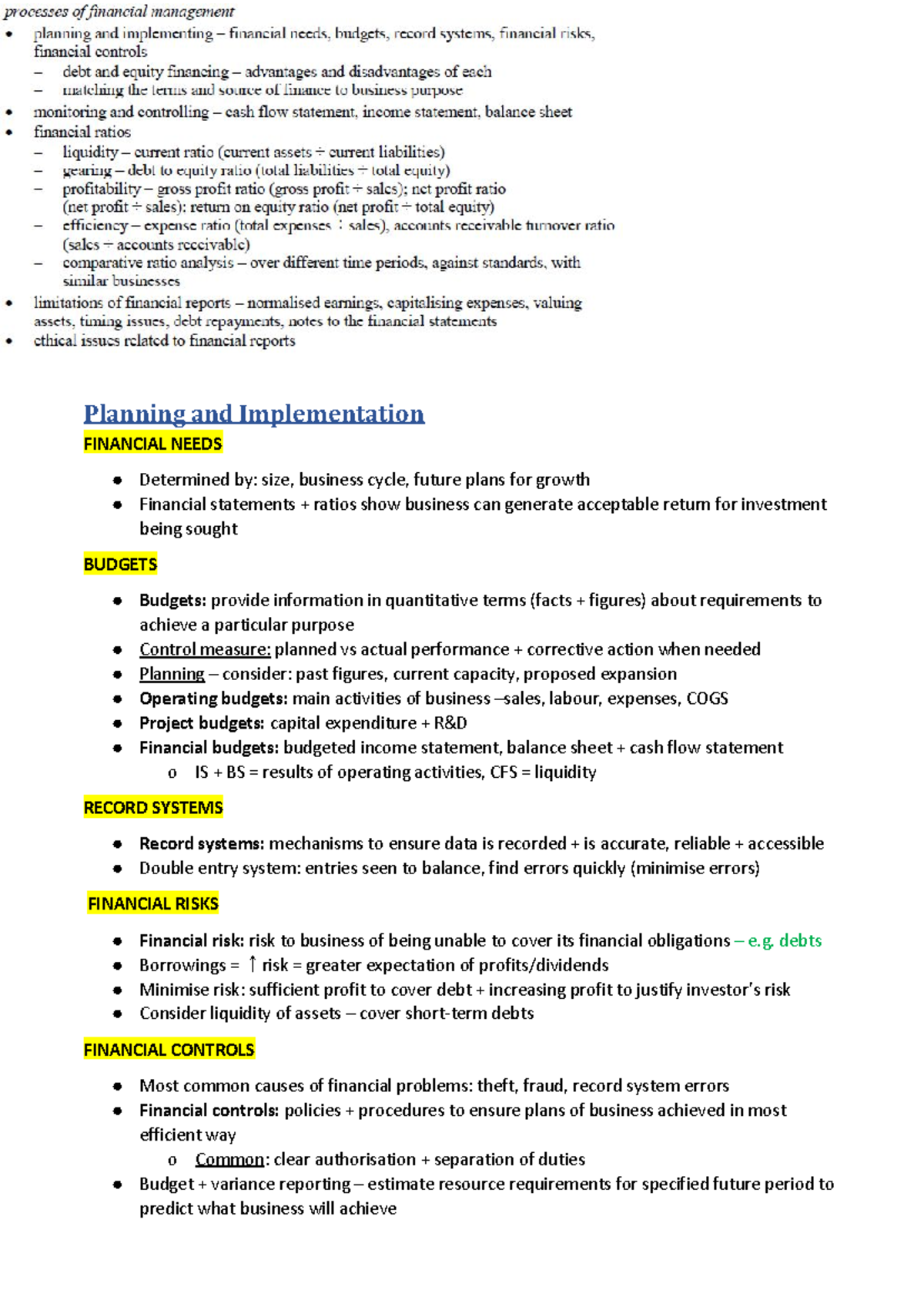 2019 BS CH11 Financial Management Processes Jack Stewart - Planning and ...
