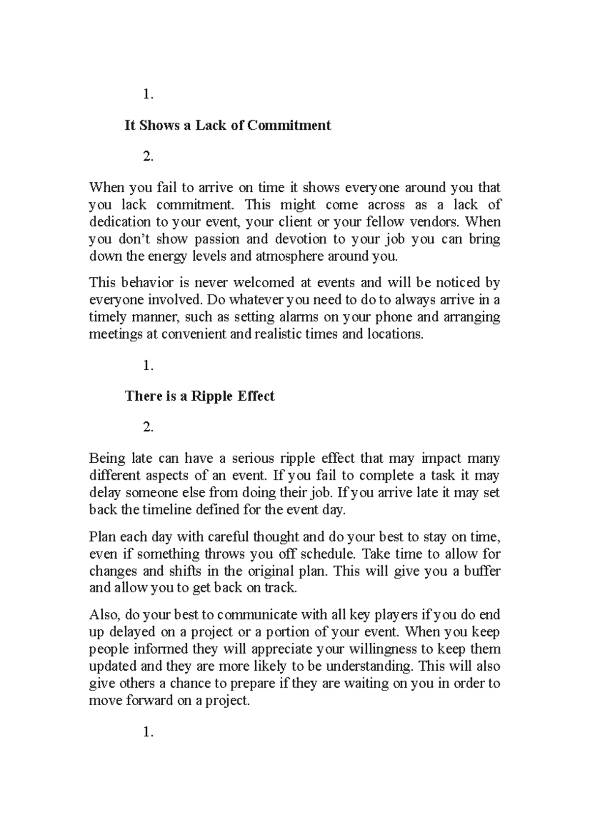 It Shows a Lack of Commitment - 1. It Shows a Lack of Commitment When ...