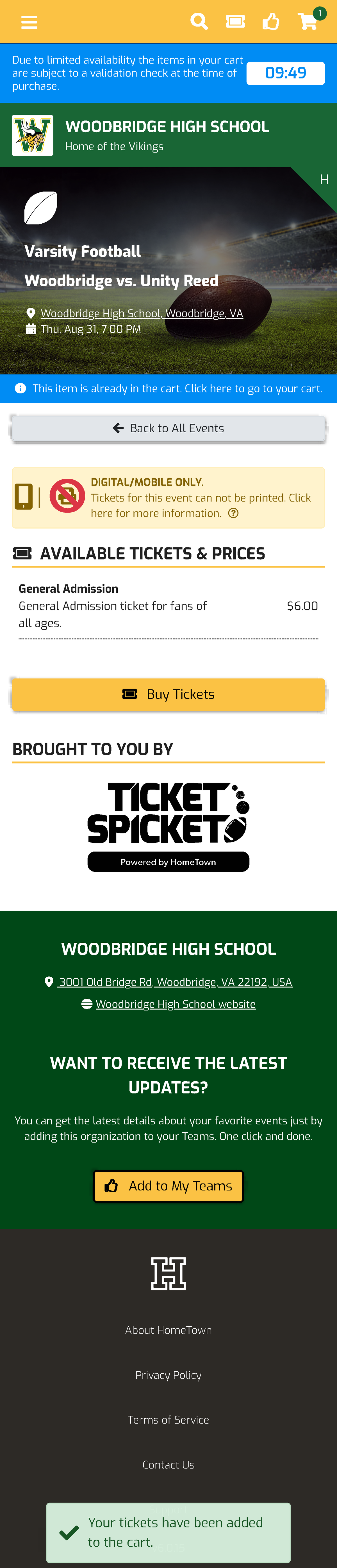Woodbridge Vikings - Ticket Spicket - About HomeTown Privacy Policy ...