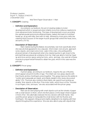 8.4 Observation Paper 2 Interview Middle Childhood OR Adolescence ...