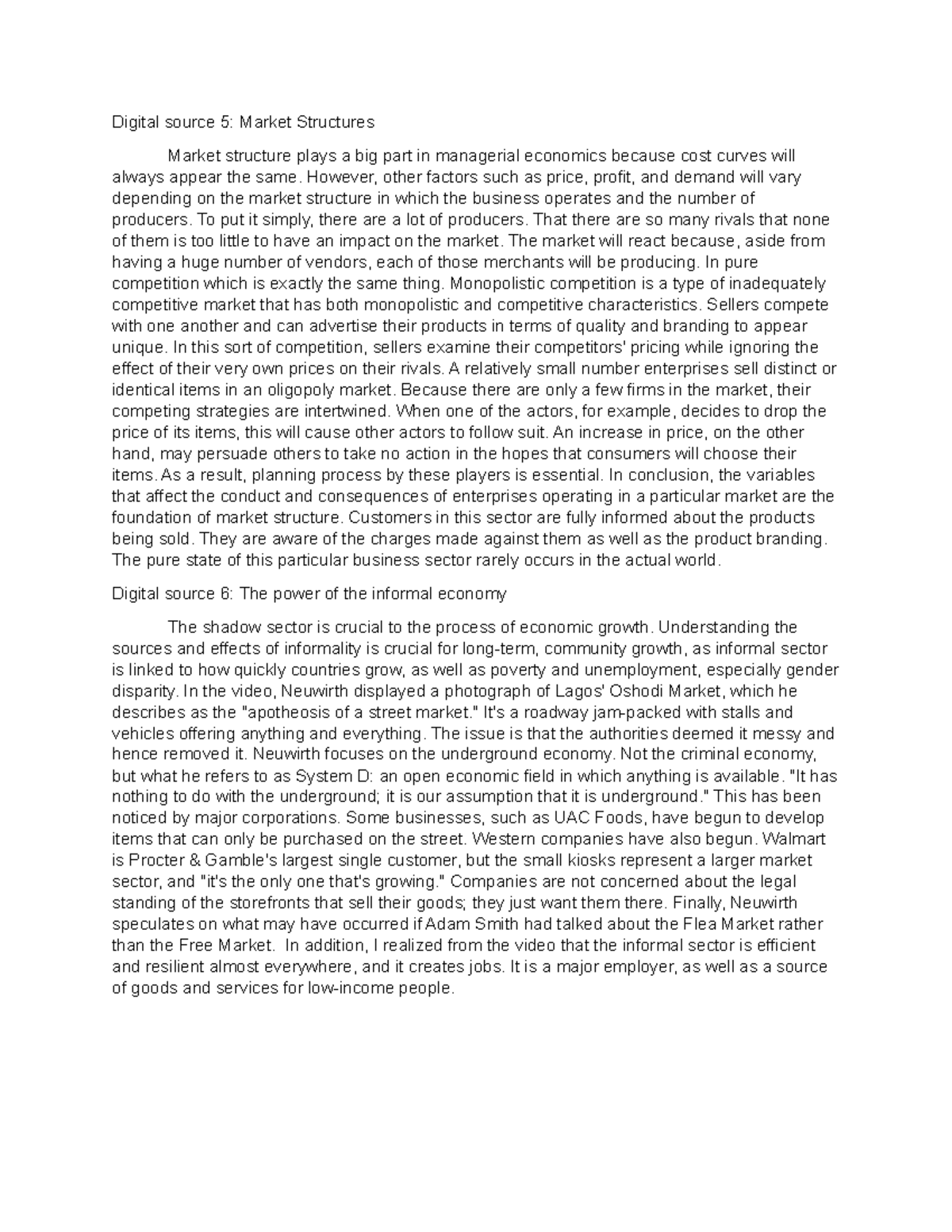 Learning Insights 3 - essay homework - Digital source 5: Market ...