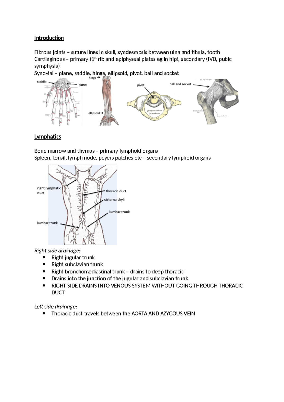 Regional Gross Anatomy Summary - Introduction Fibrous joints – suture ...