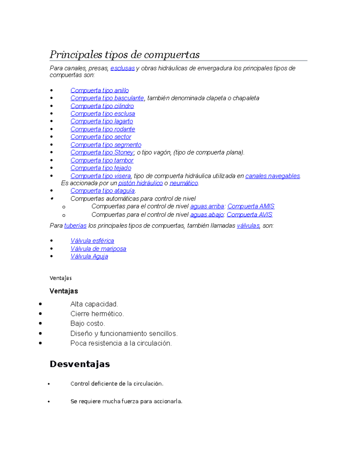 Principales tipos de compuertas - Compuerta tipo tambor Compuerta tipo ...