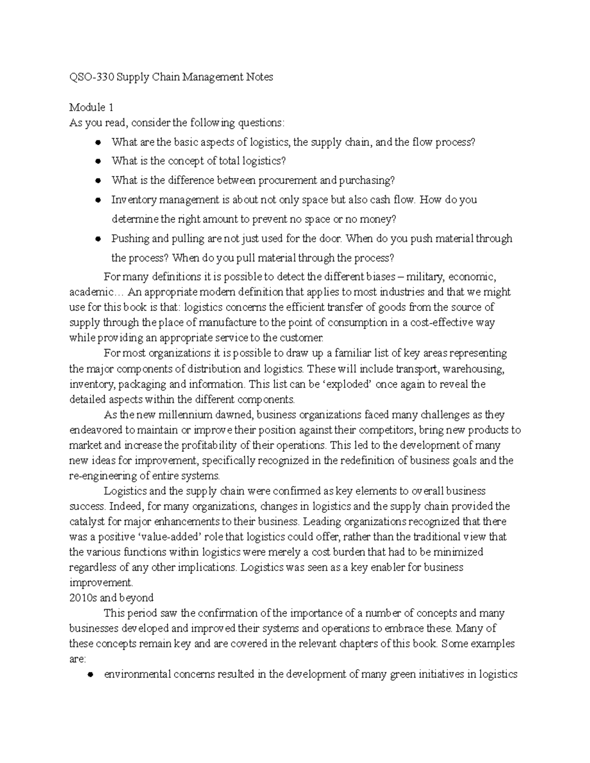 QSO-330 Supply Chain Management Notes - How do you determine the right ...