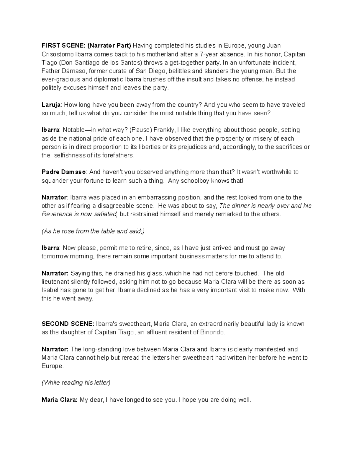 Script (GE009) - FIRST SCENE: (Narrator Part) Having completed his ...