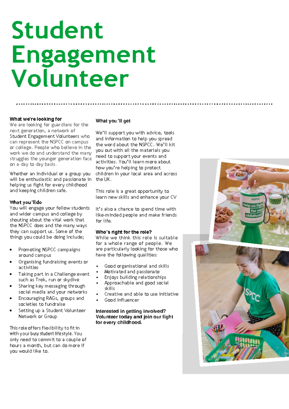 Student Engagement Volunteer - Role - Student Engagement Volunteer What ...