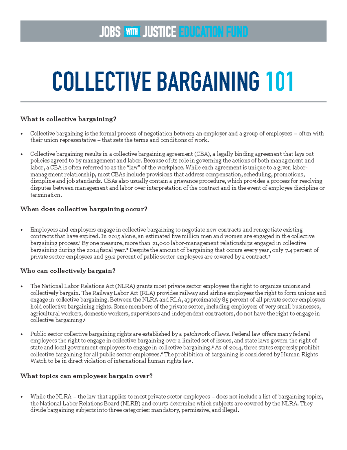 Collectivebargaining 101 COLLECTIVE BARGAINING 101 What Is Collective Collectivebargaining 101 COLLECTIVE BARGAINING 101 What Is Collective