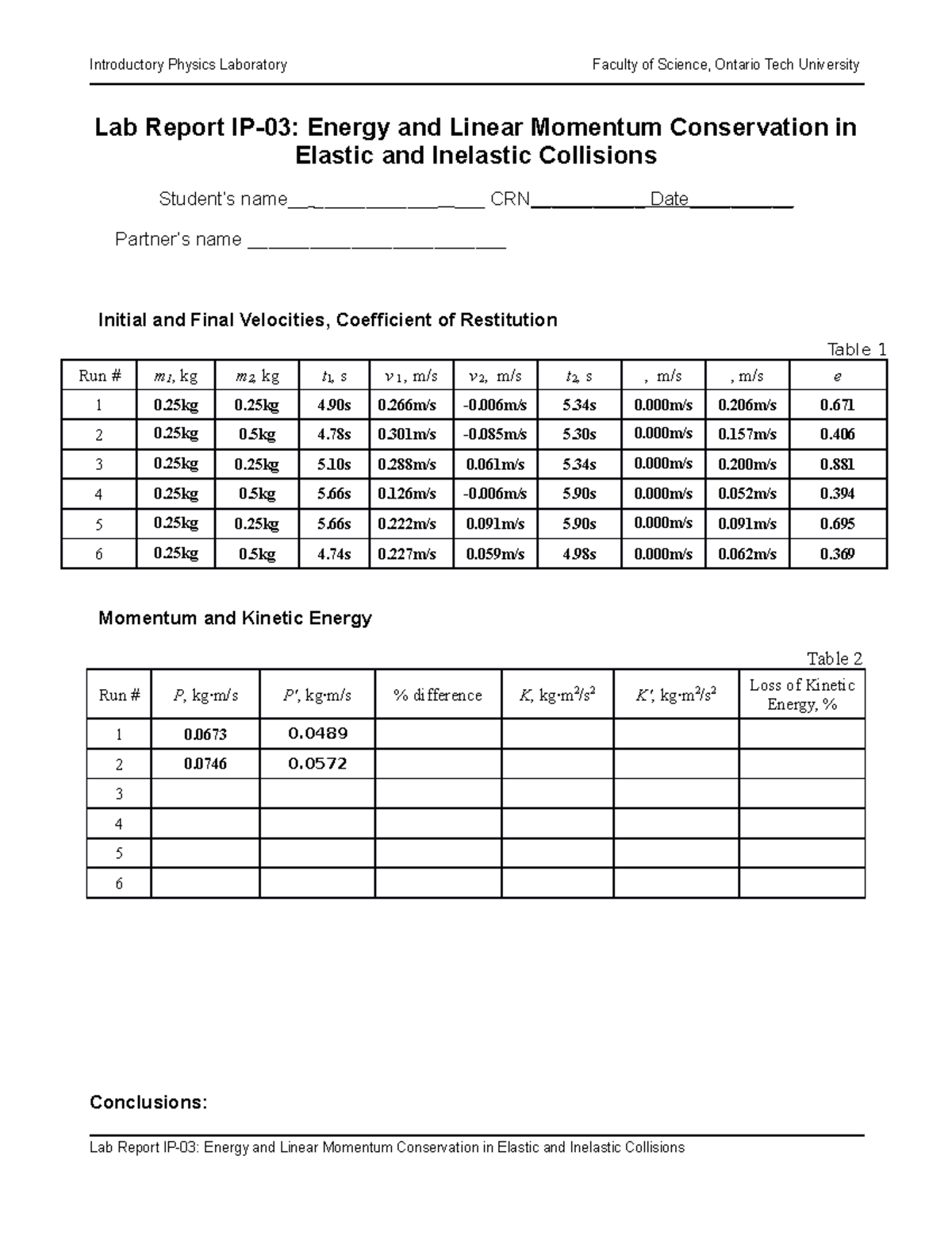 L Momentum Report - physics lab - Introductory Physics Laboratory ...