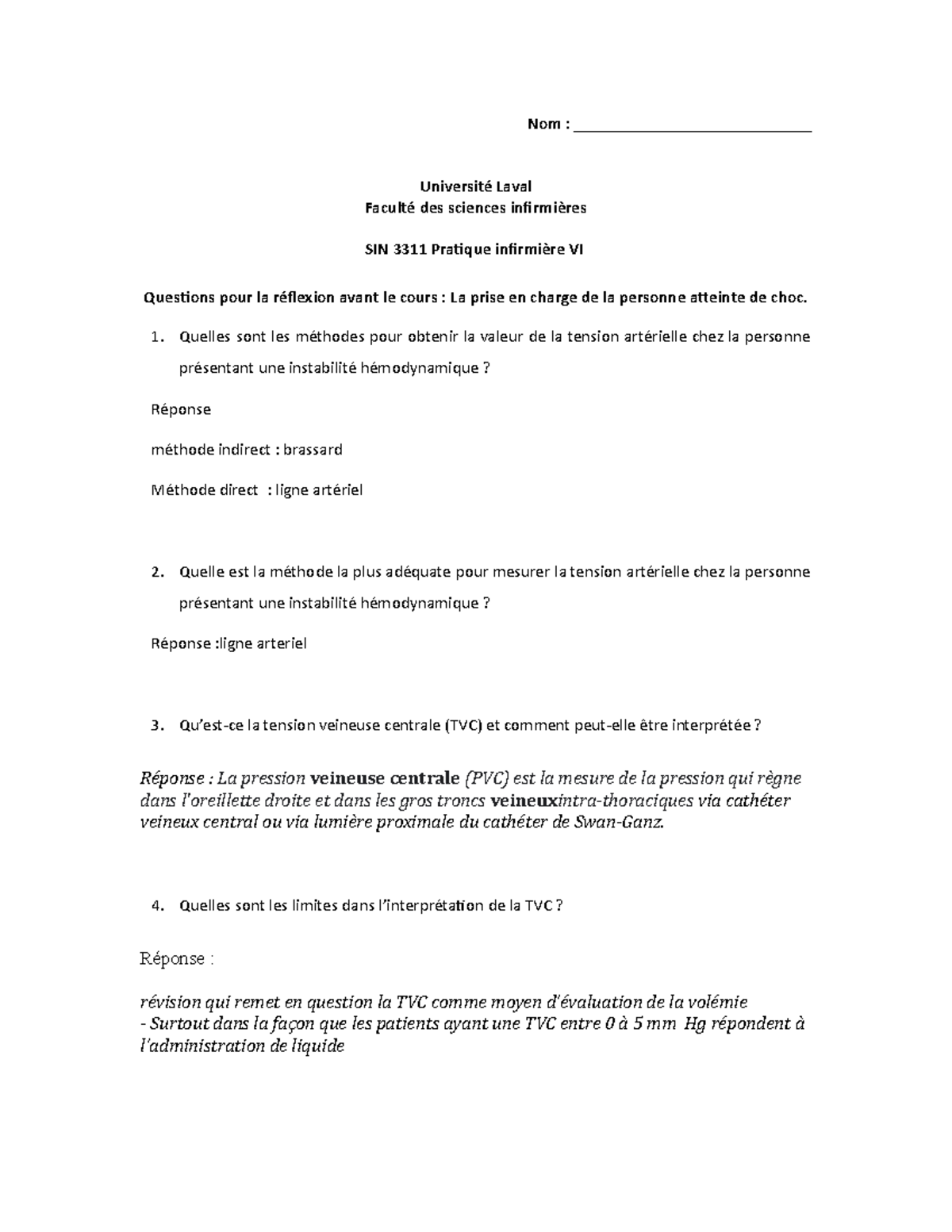 Questions pr%C3%A9paratoires cours chocs - Nom ...