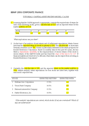 Tutorial 4 student docx - Corporate Finance - Studocu