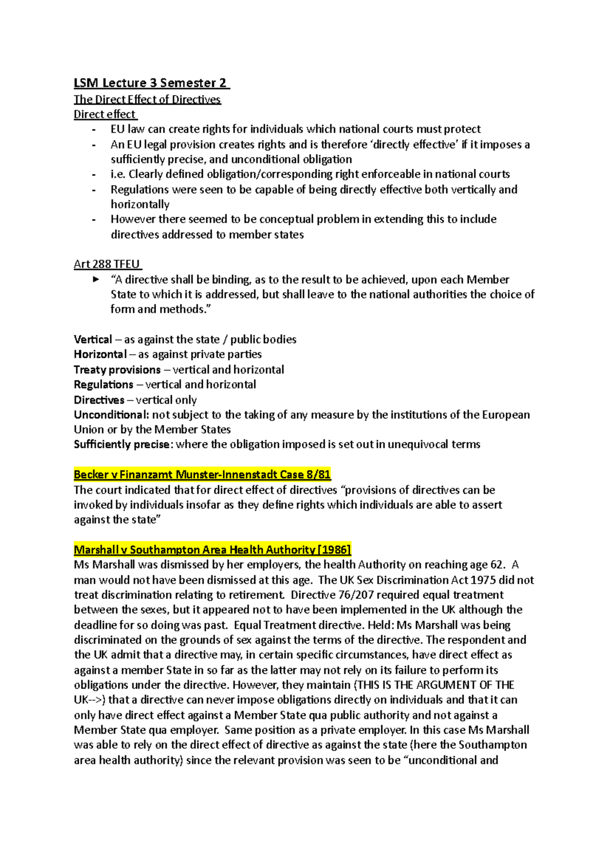 LSM Lecture 3 Semester 2 - LSM Lecture 3 Semester 2 The Direct Efect of Direcives Direct efect ...