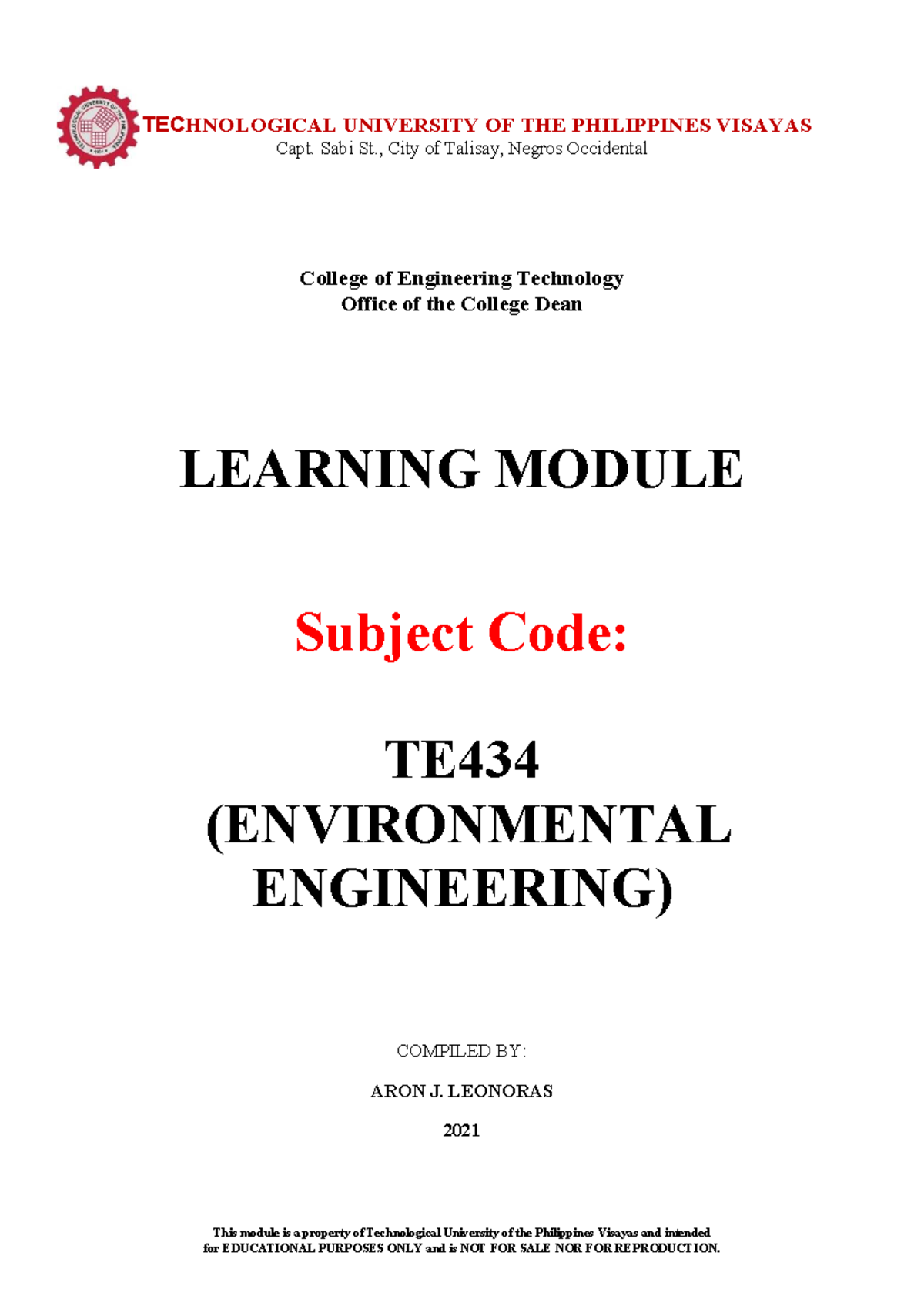 TE3-Week-1-2-Environmental-Engineering 1 - This module is a property of ...