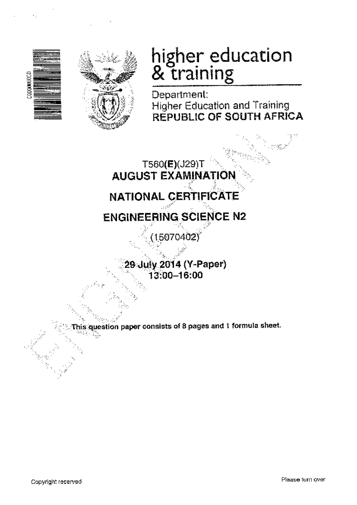 N2 Engineering Science 29 AUG 2014 - Studocu