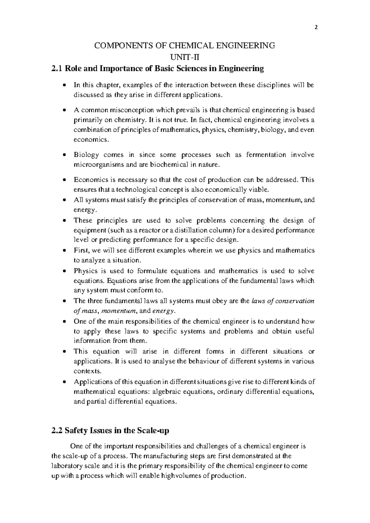 Components OF Chemical Engineering notes - COMPONENTS OF CHEMICAL ...