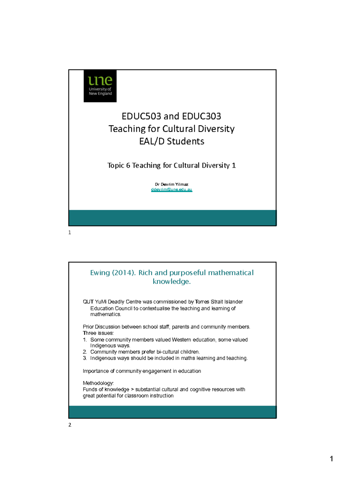 Lecture Slides 6 - EDUC503 and EDUC Teaching for Cultural Diversity EAL/D Students Topic 6 ...