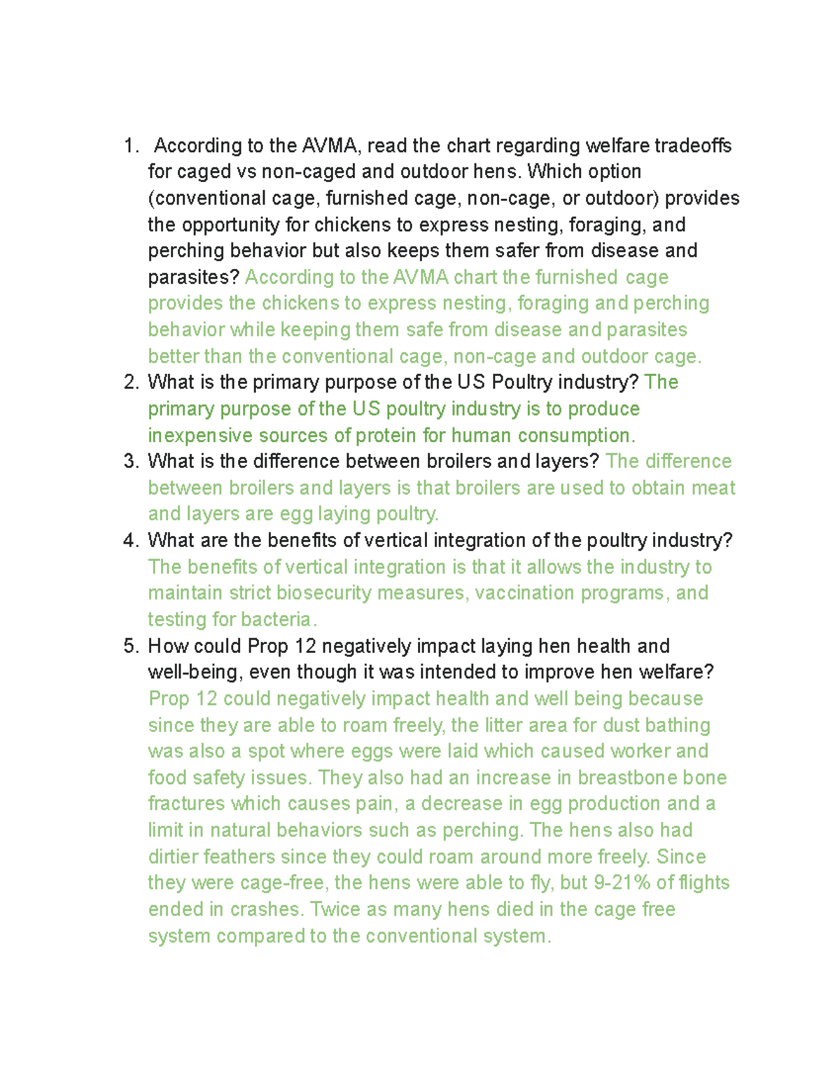 Chapter 10 notes - According to the AVMA, read the chart regarding ...
