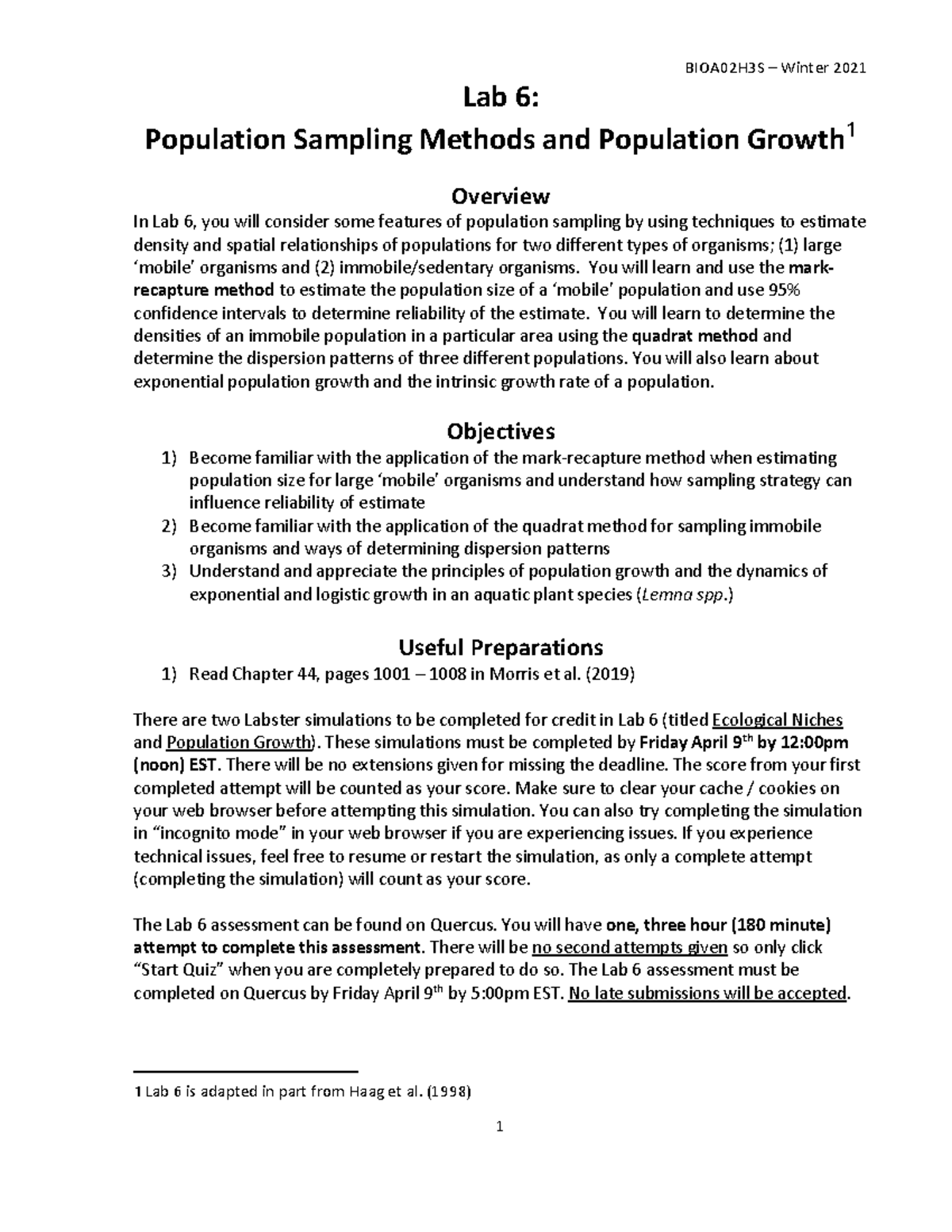 BIOA02 Lab 6 Population Sampling methods and Population Growth S2021 ...