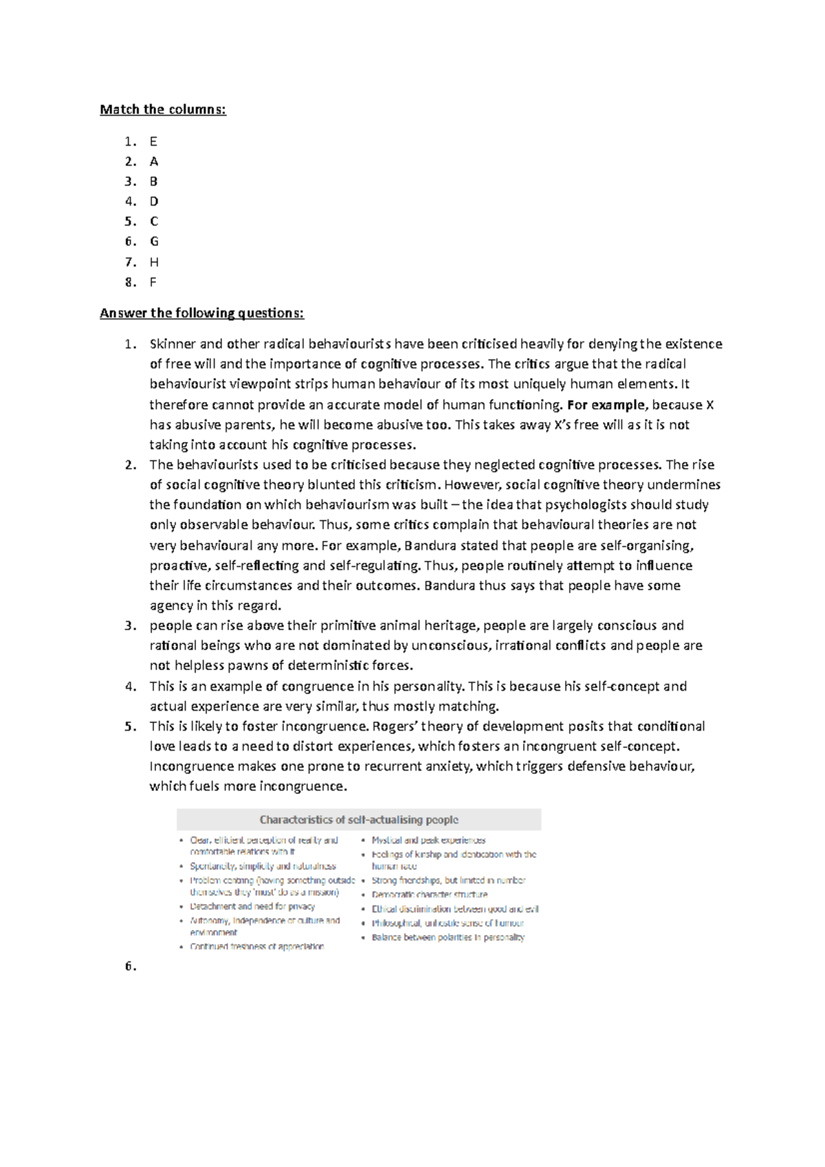 Rudi Worksheet Memo - Memos from tutorials - Match the columns: E A B D ...