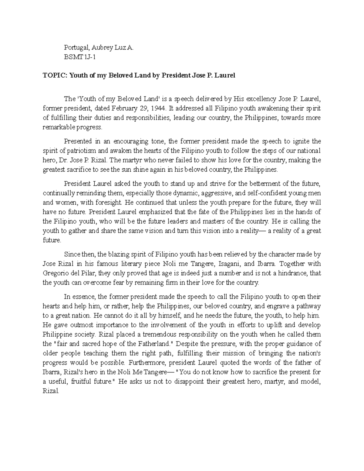 M2 Lesson 1 While Task 1 Portugal Aubrey Luz A Bsmt1j Topic Youth