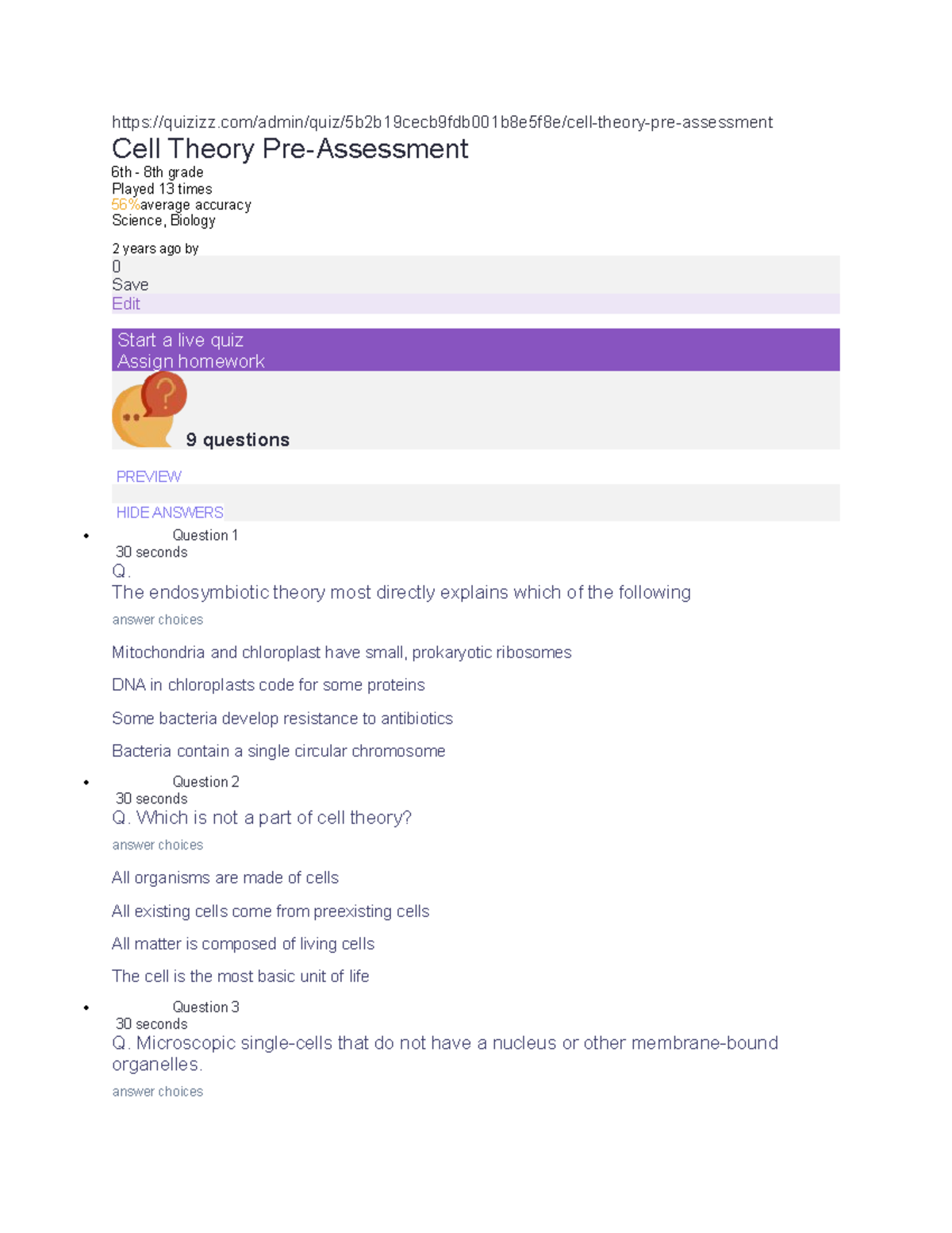 Answers - NONE - quizizz/admin/quiz/5b2b19cecb9fdb001b8e5f8e/cell ...
