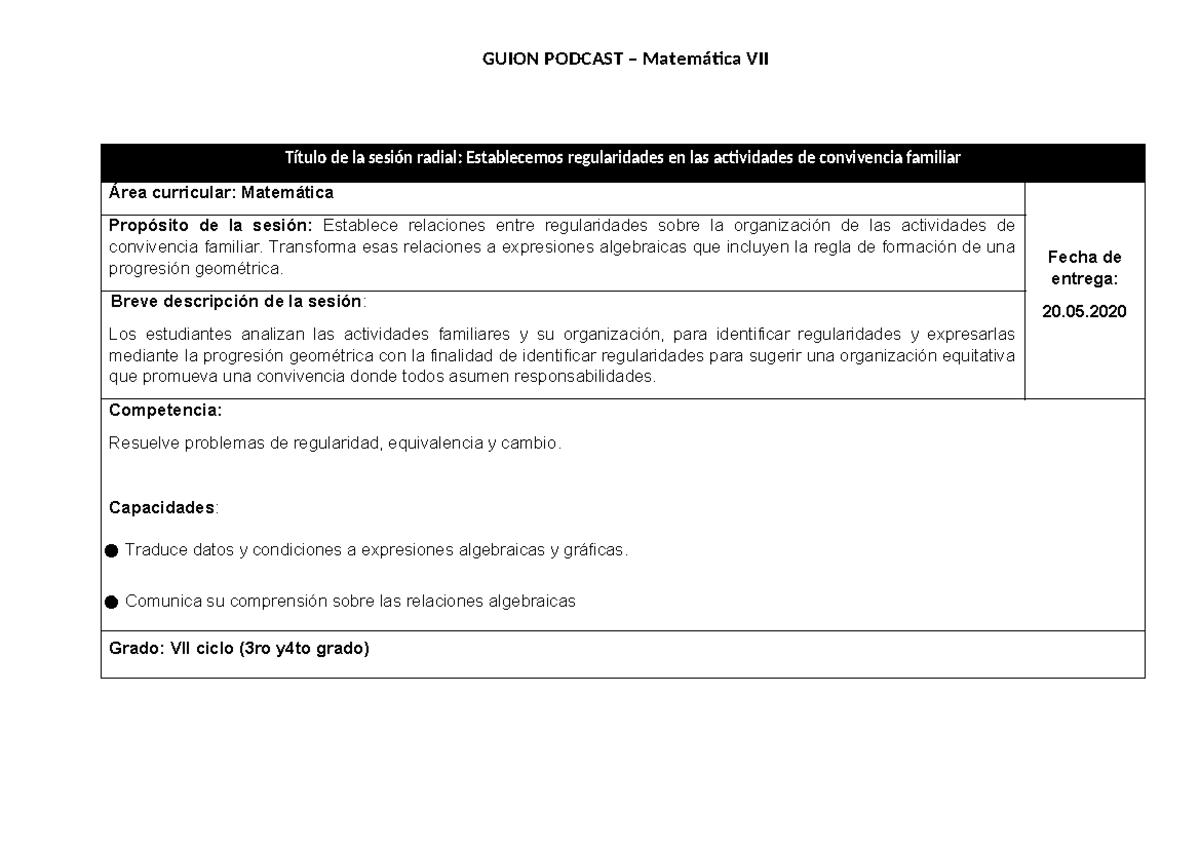 Guion Secund. 3° y 4° Matem. Sesión 9 03-Jun - Título de la sesión ...