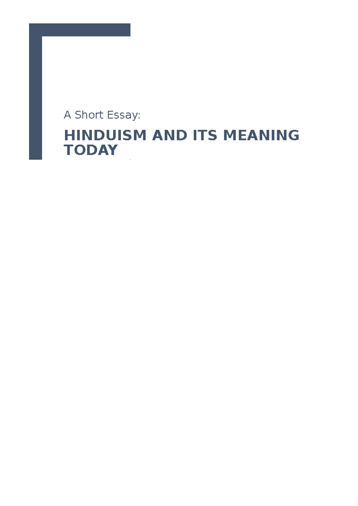 Backup of In depth Essay - A Short Essay: HINDUISM AND ITS MEANING ...