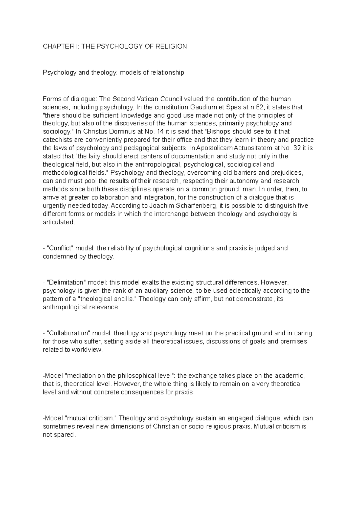 Psychology and theology TP - CHAPTER I: THE PSYCHOLOGY OF RELIGION ...