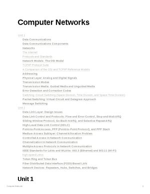 WC Unit 1 Notes - Computer networks - Studocu
