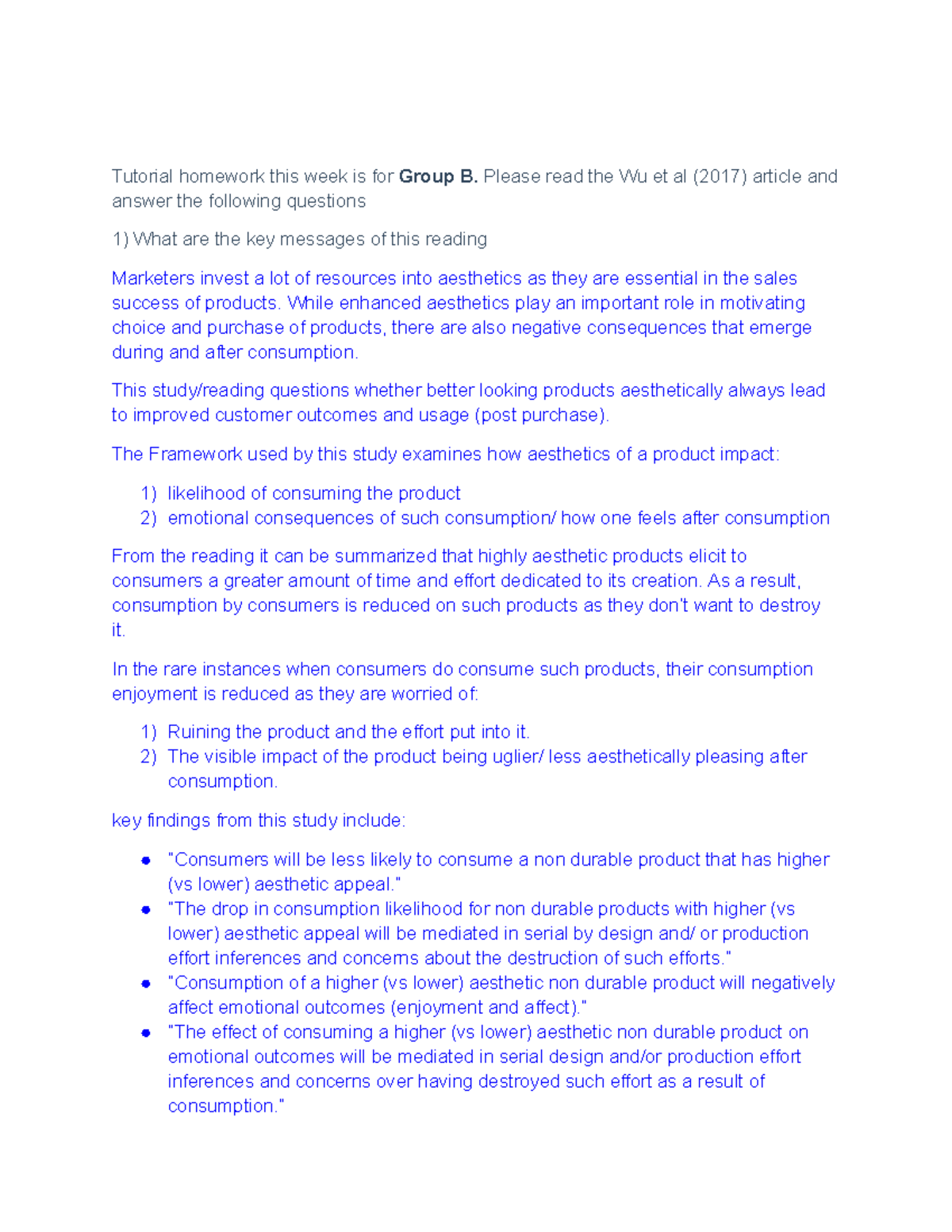 W4 Tutorial Homework- (Reading Summaries) - Tutorial homework this week ...