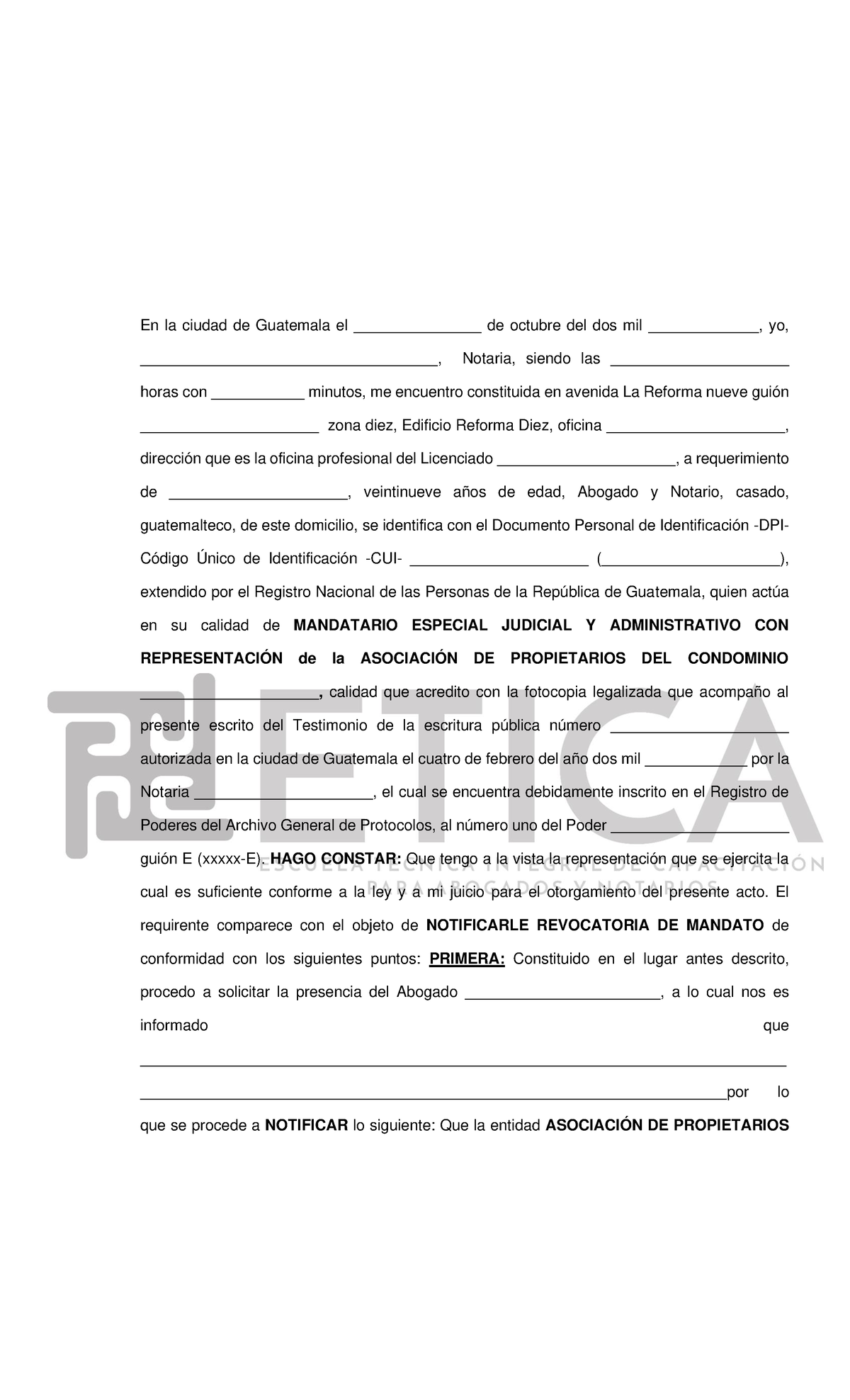 7. Ejemplo ACTA Notarial DE Notificación DE Revocación DE Mandato ...
