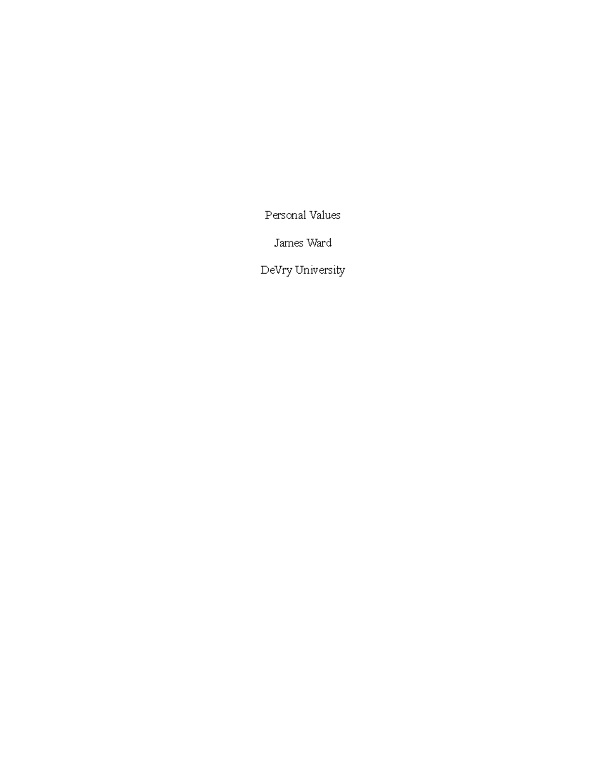 COLL 148 - Critical Thinking and Problem Solving - Personal Values ...