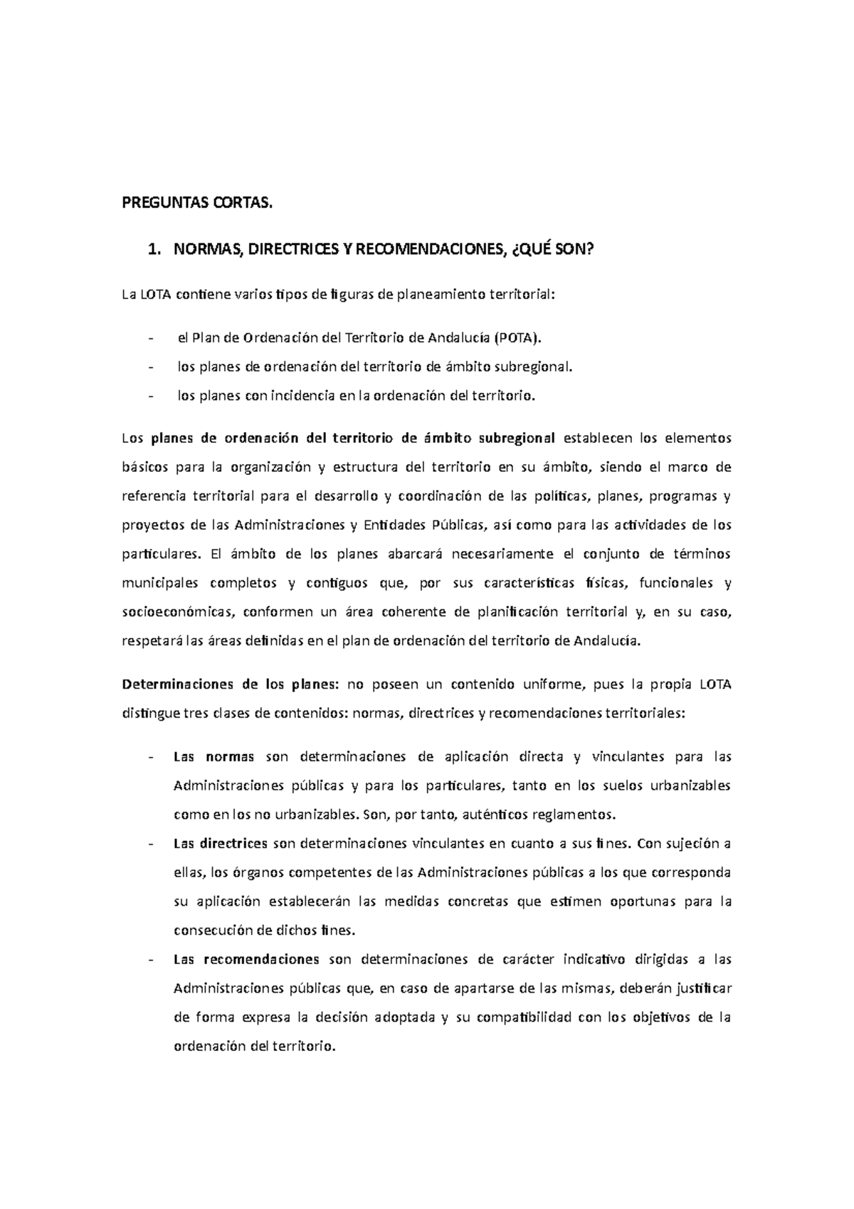 Temario por preguntas - Apuntes todos - PREGUNTAS CORTAS. 1. NORMAS ...