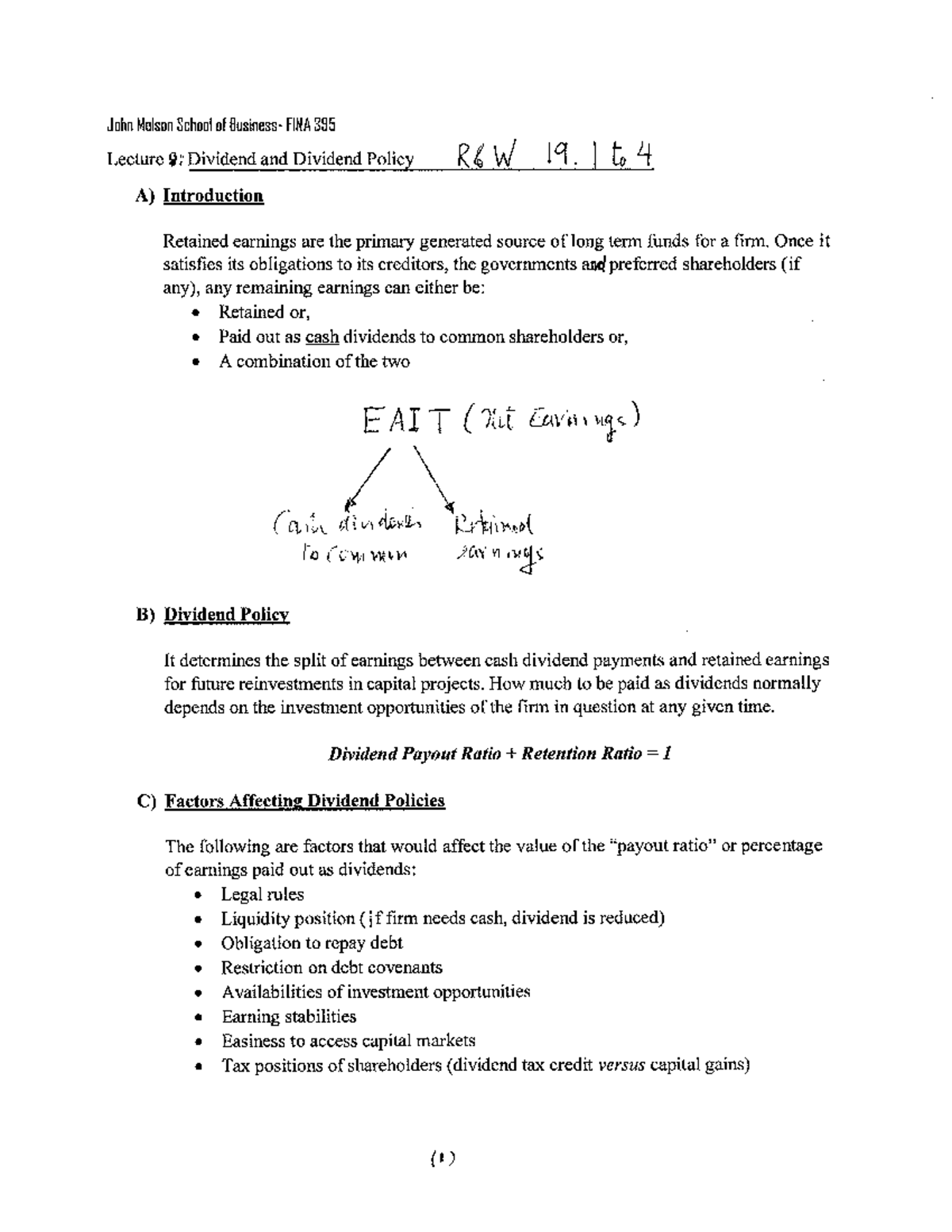 Lecture 8 - FINA 395 - Studocu