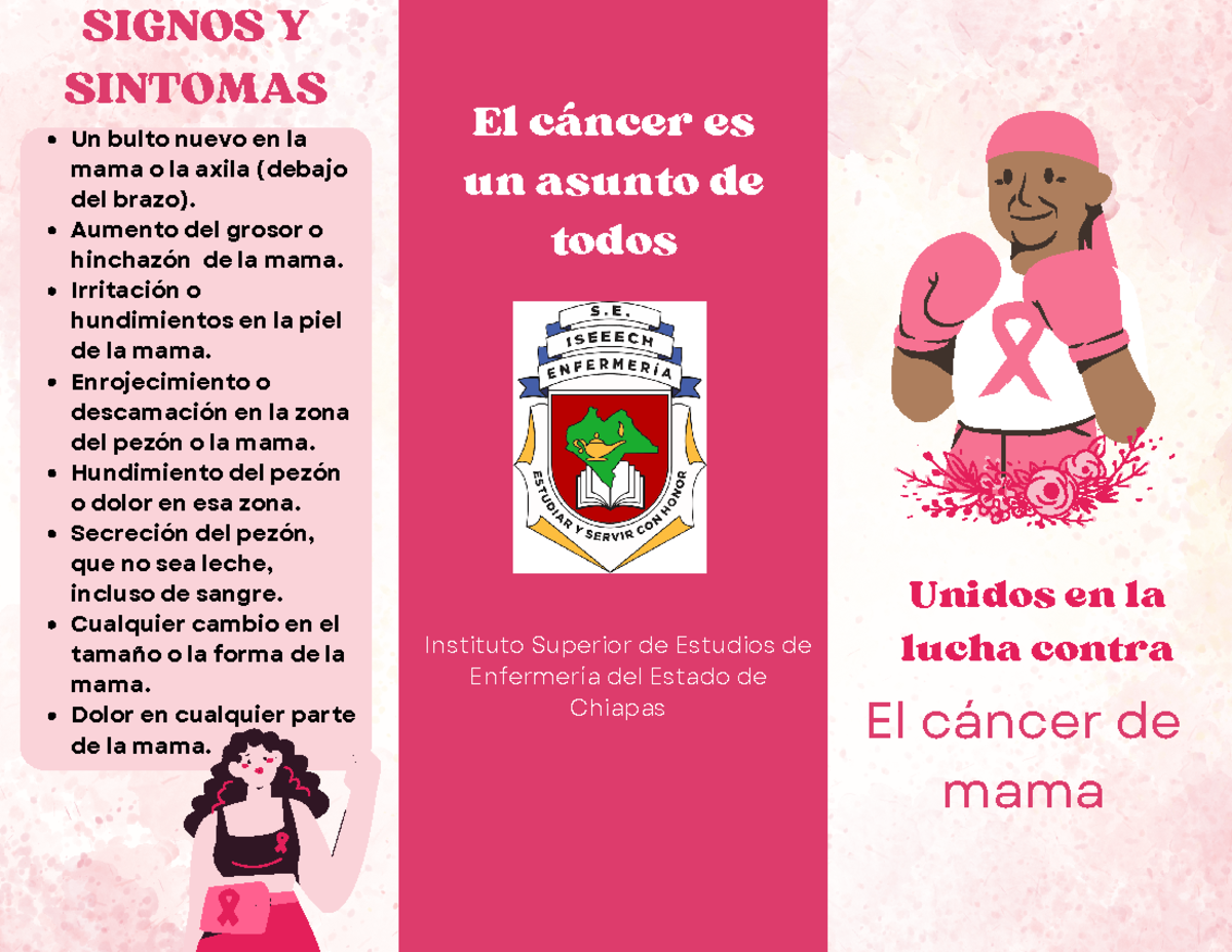 Triptico Cáncer DE MAMA - Unidos en la lucha contra SIGNOS Y SINTOMAS ...