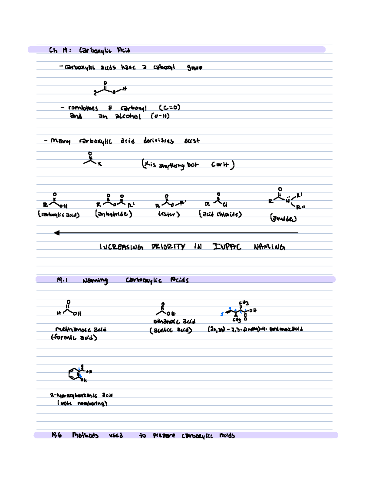 Ch 19 lecture notes - Ch 19 Carboxylic Acid carboxylic acids have a ...