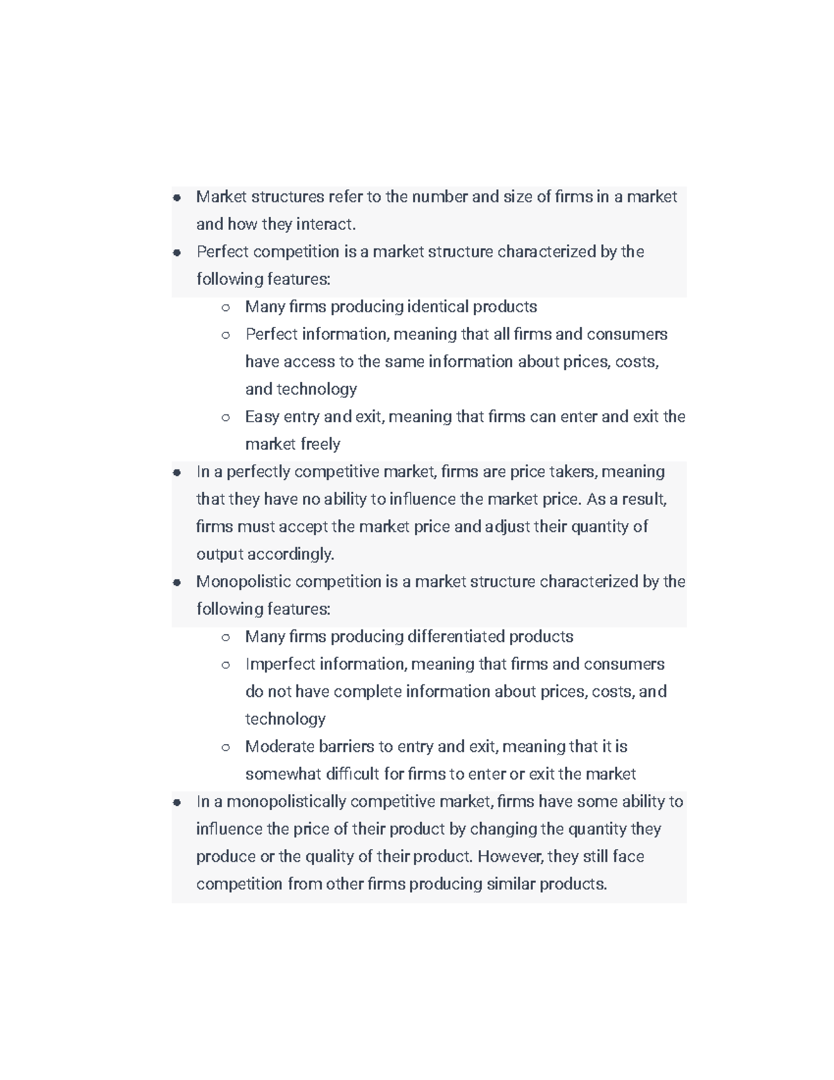 Market Structures Notes - Market structures refer to the number and ...