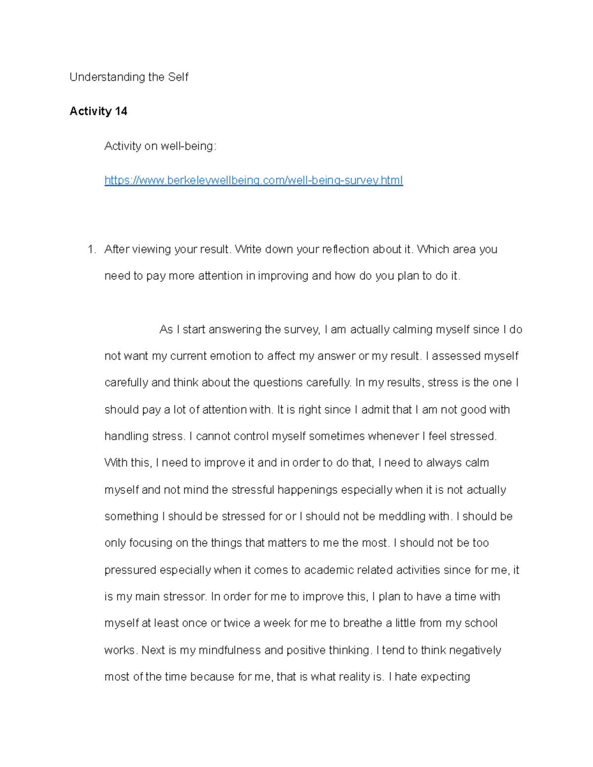 Lesson-14 UTS - This is a reflection about an activity assessing the ...