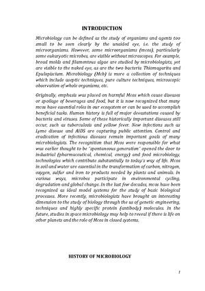 STM 211 Theory - MICROBIOLOGY LECTURE - Introduction Microbiology, the ...