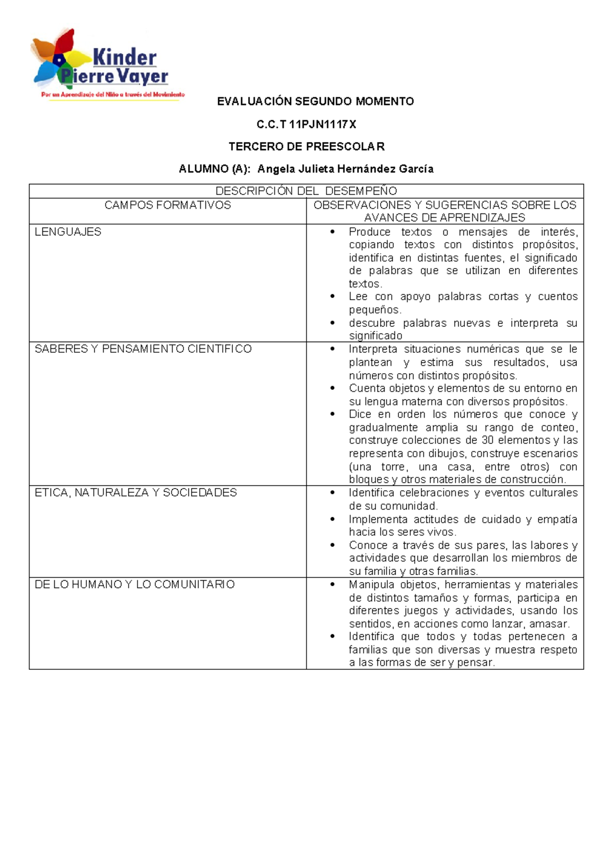 Evaluación Segundo Momento - EVALUACIÓN SEGUNDO MOMENTO C.C 11PJN1117X ...