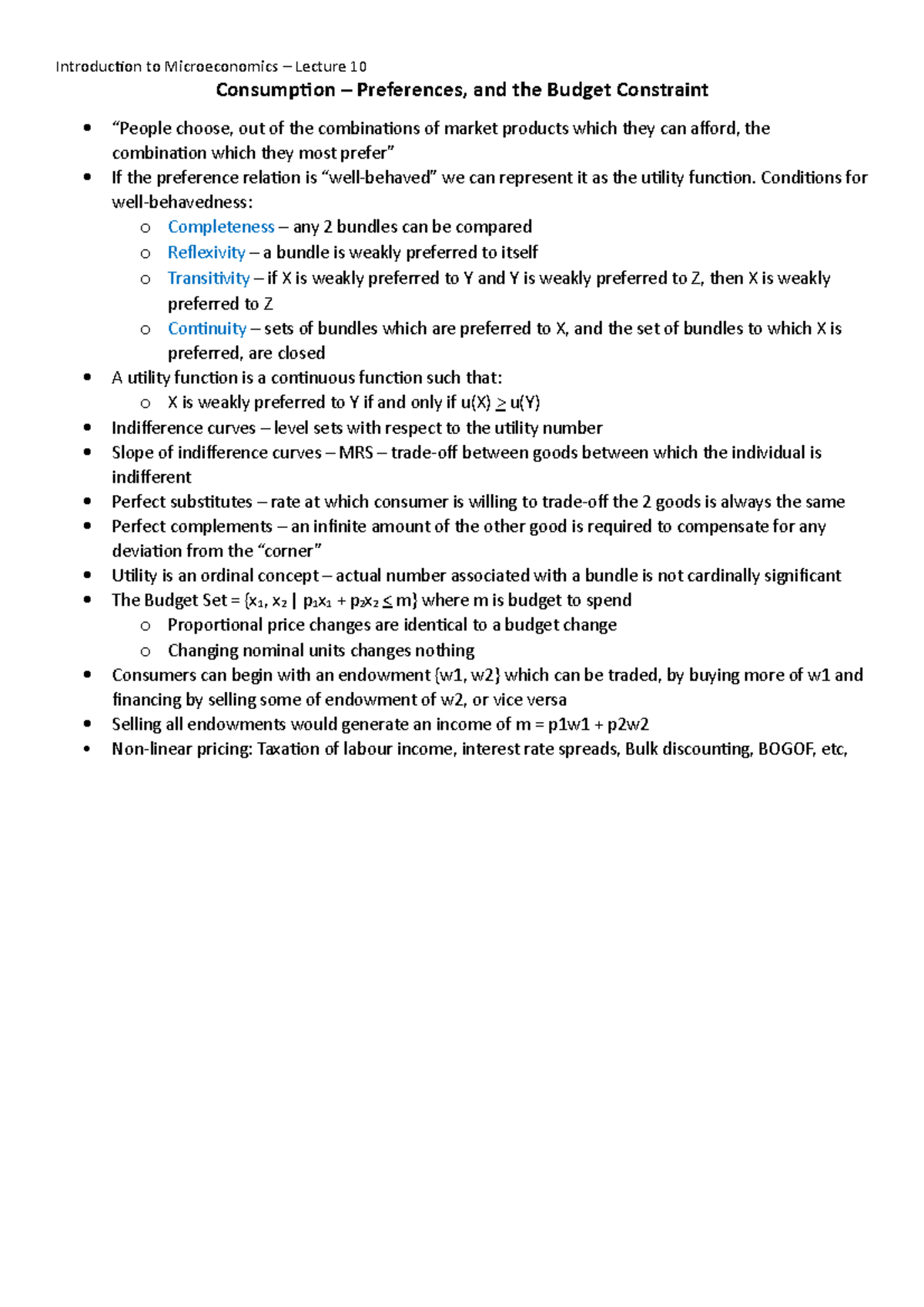 10. Consumption – Preferences, and the Budget Constraint - Introduction to Microeconomics ...