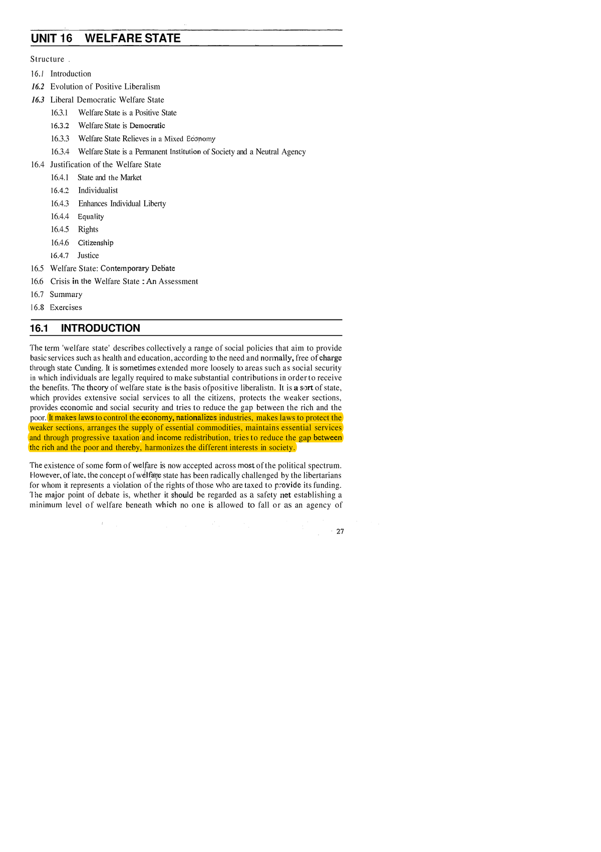 Unit-16 Welfare State - UNIT 16 WELFARE STATE Structure. 1 G. 1 ...