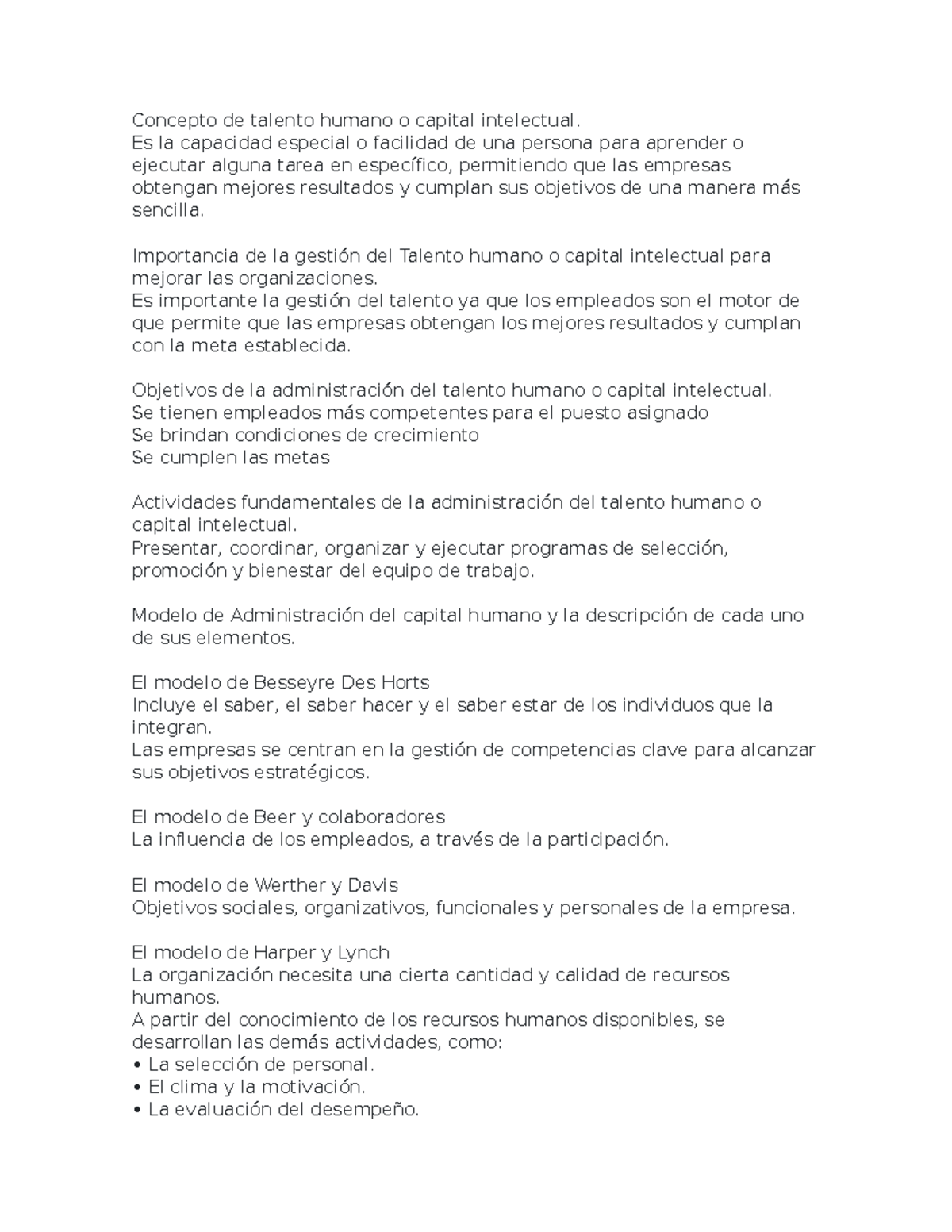 Concepto de talento humano o capital intelectual - Es la capacidad ...