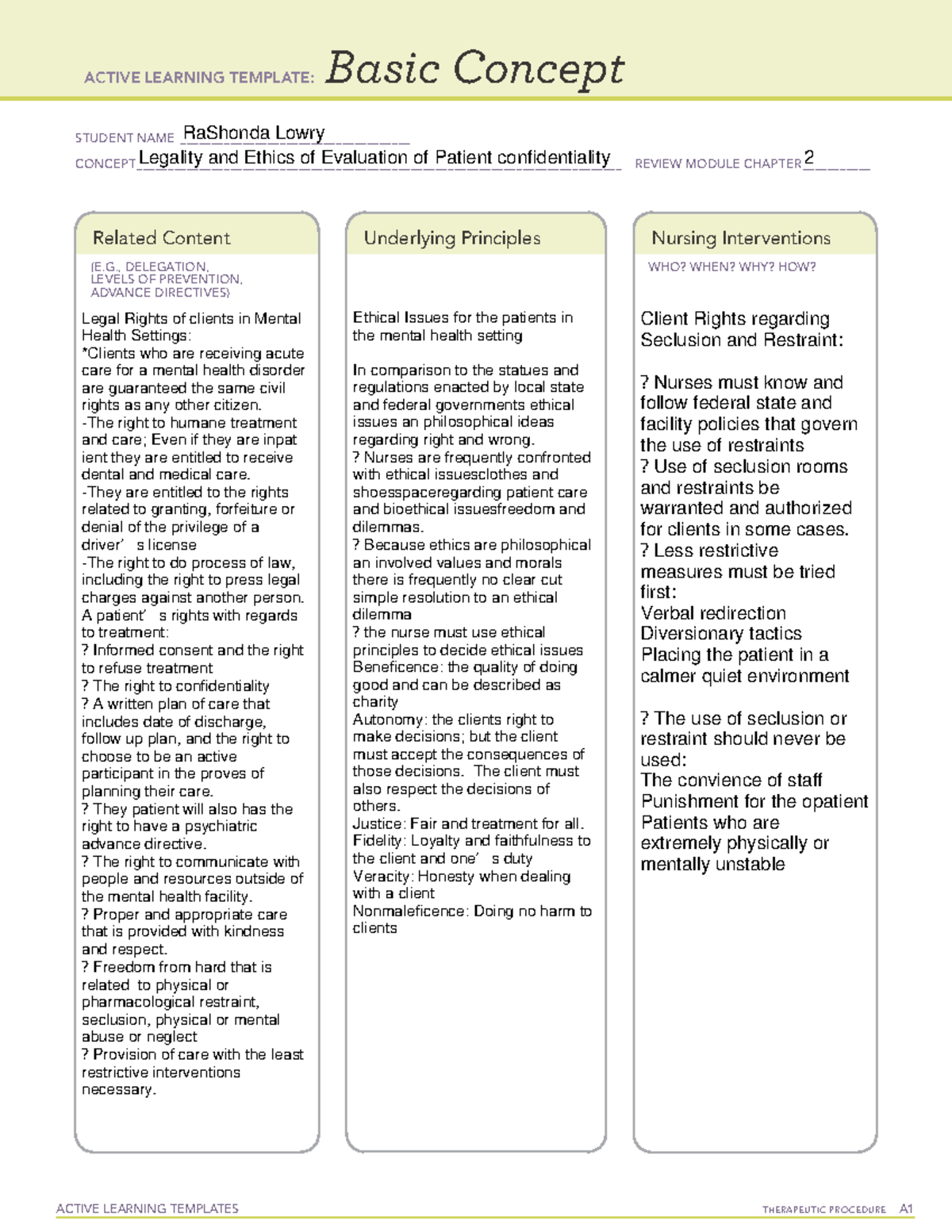 Confidentiality - ATI template - NUR 111 - ACTIVE LEARNING TEMPLATES ...