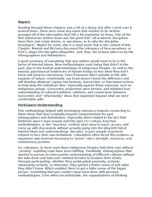 Ethnographic Report 1 Notes - Topic: Belonging in terms of cultivating ...