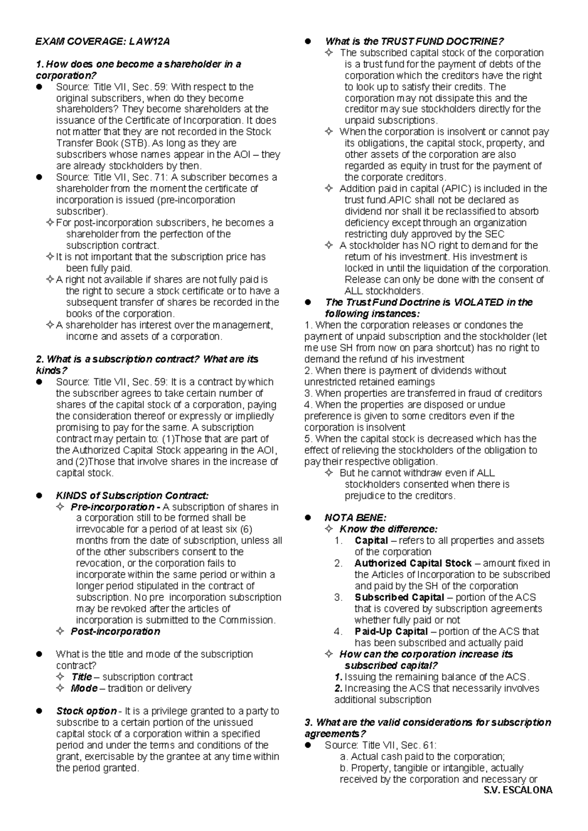 Law 12A Exam Draft - Law 12A Exam Coverage - EXAM COVERAGE: LAW12A How ...