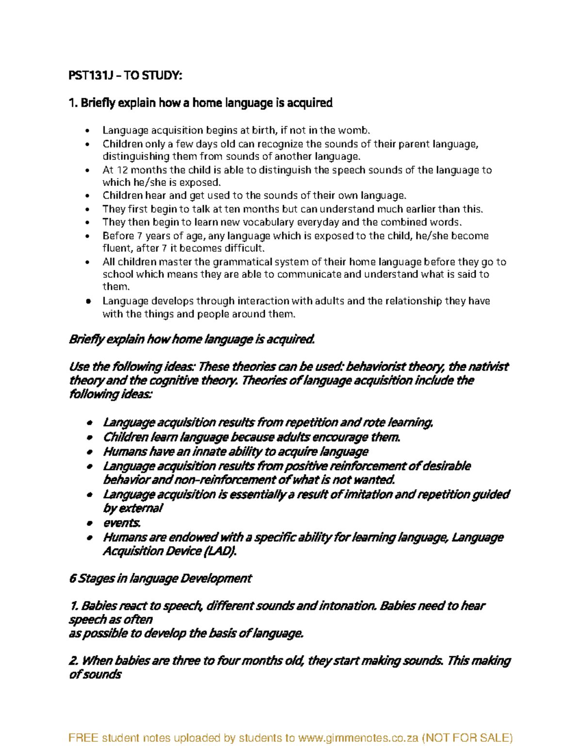 PST131J Notes to study - PST 131 J-TOSTUDY: 1 ...