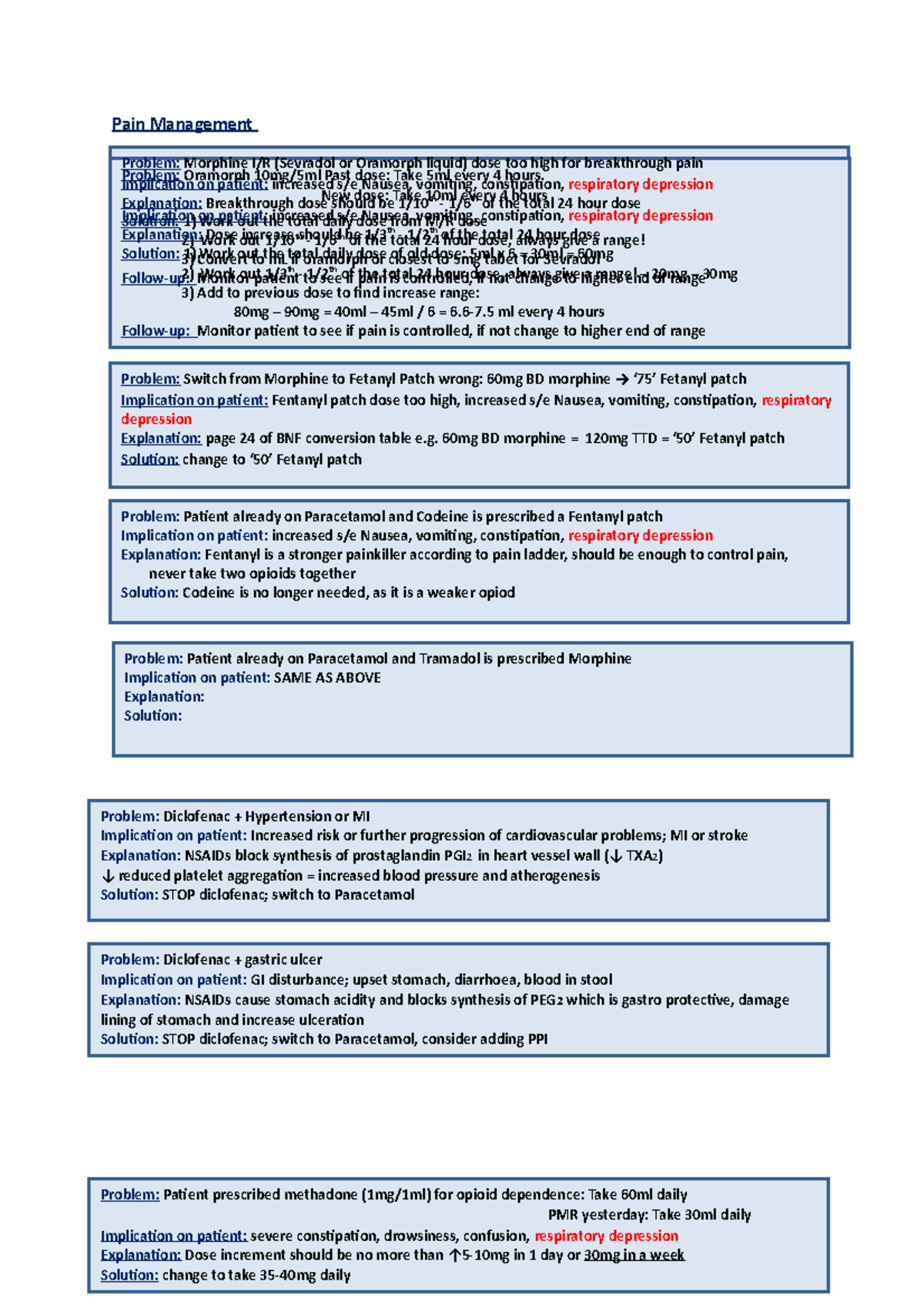 OSCE PHA 322 PRACTICE SCENARIOS - Pain Management Problem: Patient ...