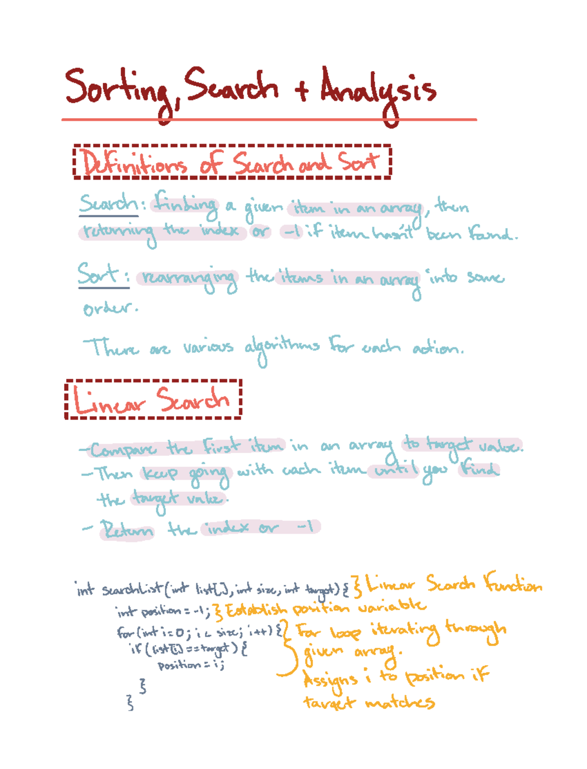 Sort, Search, Analysis - Sorting Search Analysis ####### Definitions of ...